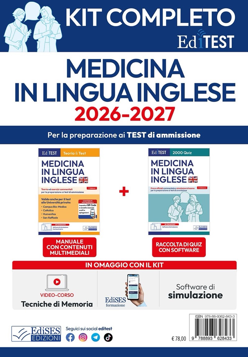 AAVV EdiTest Kit completo Medicina in Lingua Inglese 2026 / 2027 ...